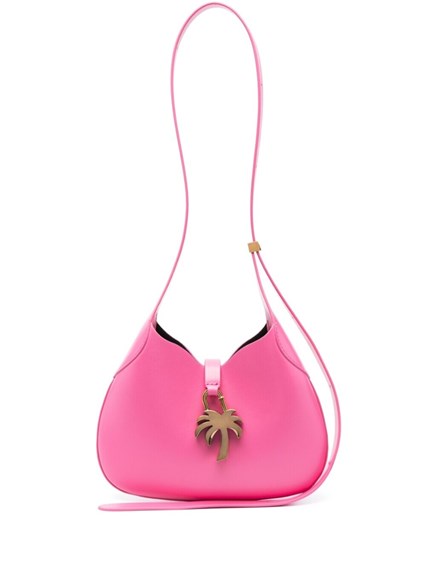 Pink Hobo Bag with Plam Tree Plaque Detail in Leather Woman PALM ANGELS ...