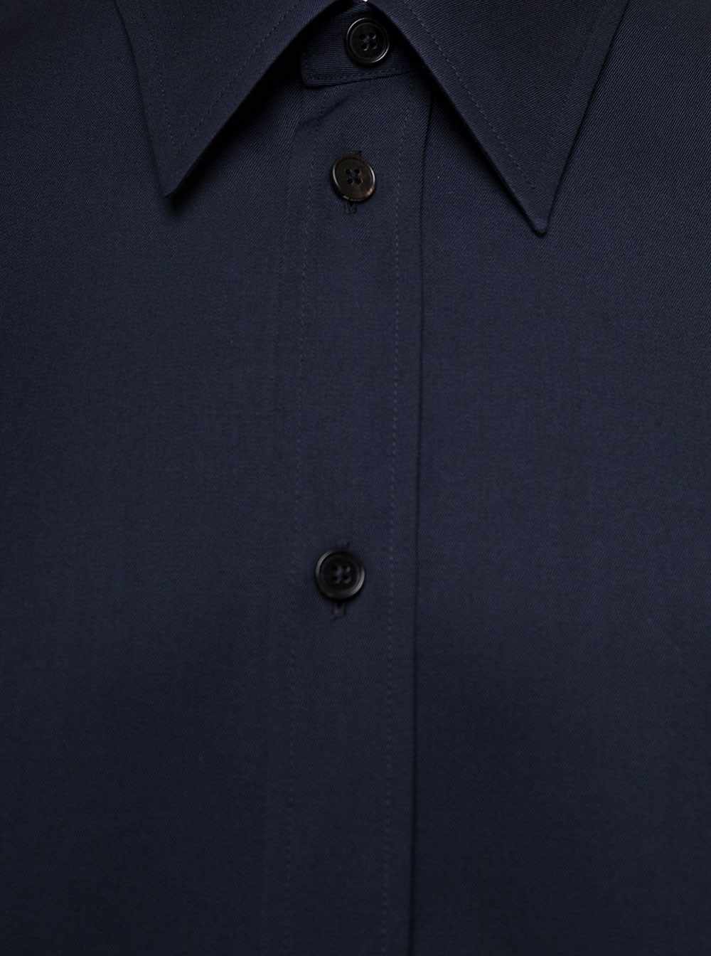 Blue Shirt with Classic Collar and Tonal Buttons in Wool Man JIL SANDER ...