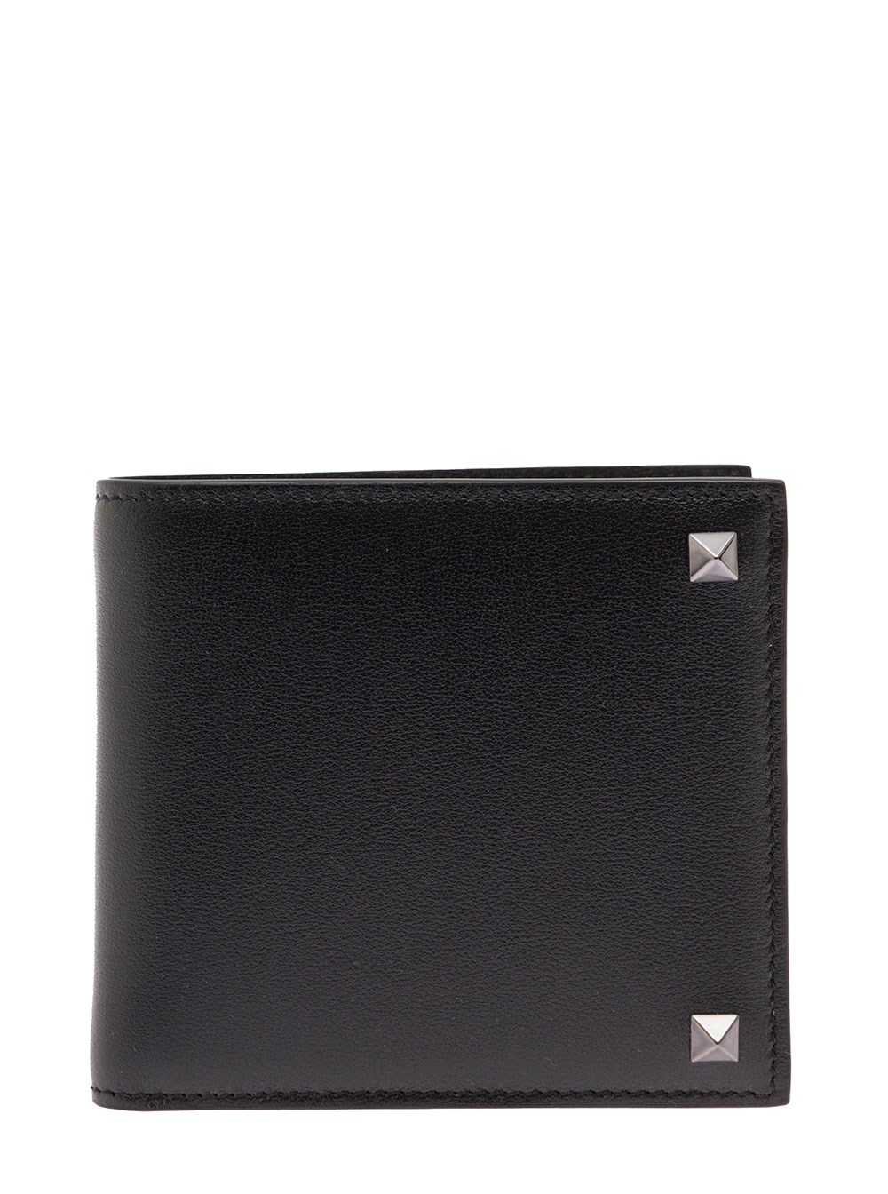 Portafoglio Bifold in Pelle Nera con Borchie Uomo Valentino VALENTINO ...